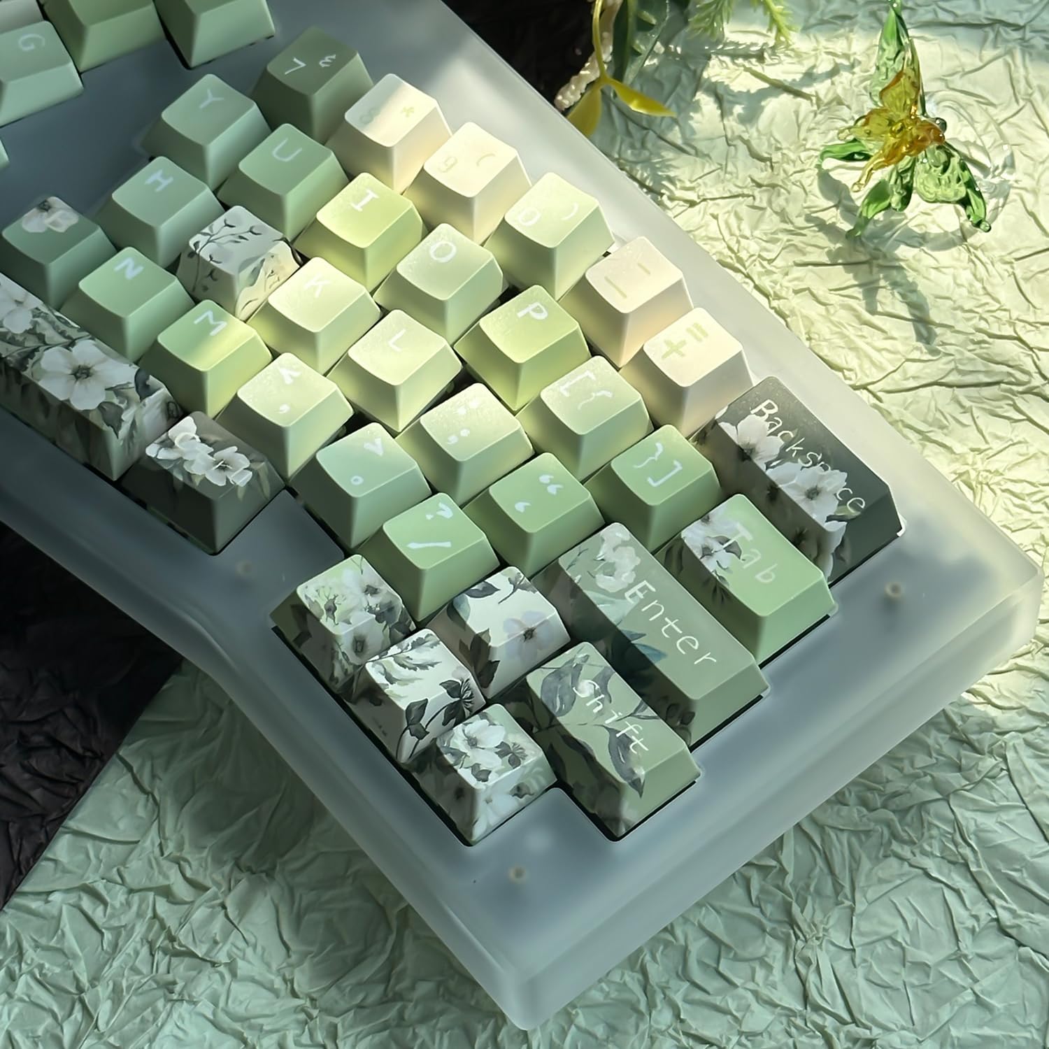 Mua TIMSEKER 140 Keys 1.7mm Thick PBT Keycaps, Sage Green Keycaps Leaf ...