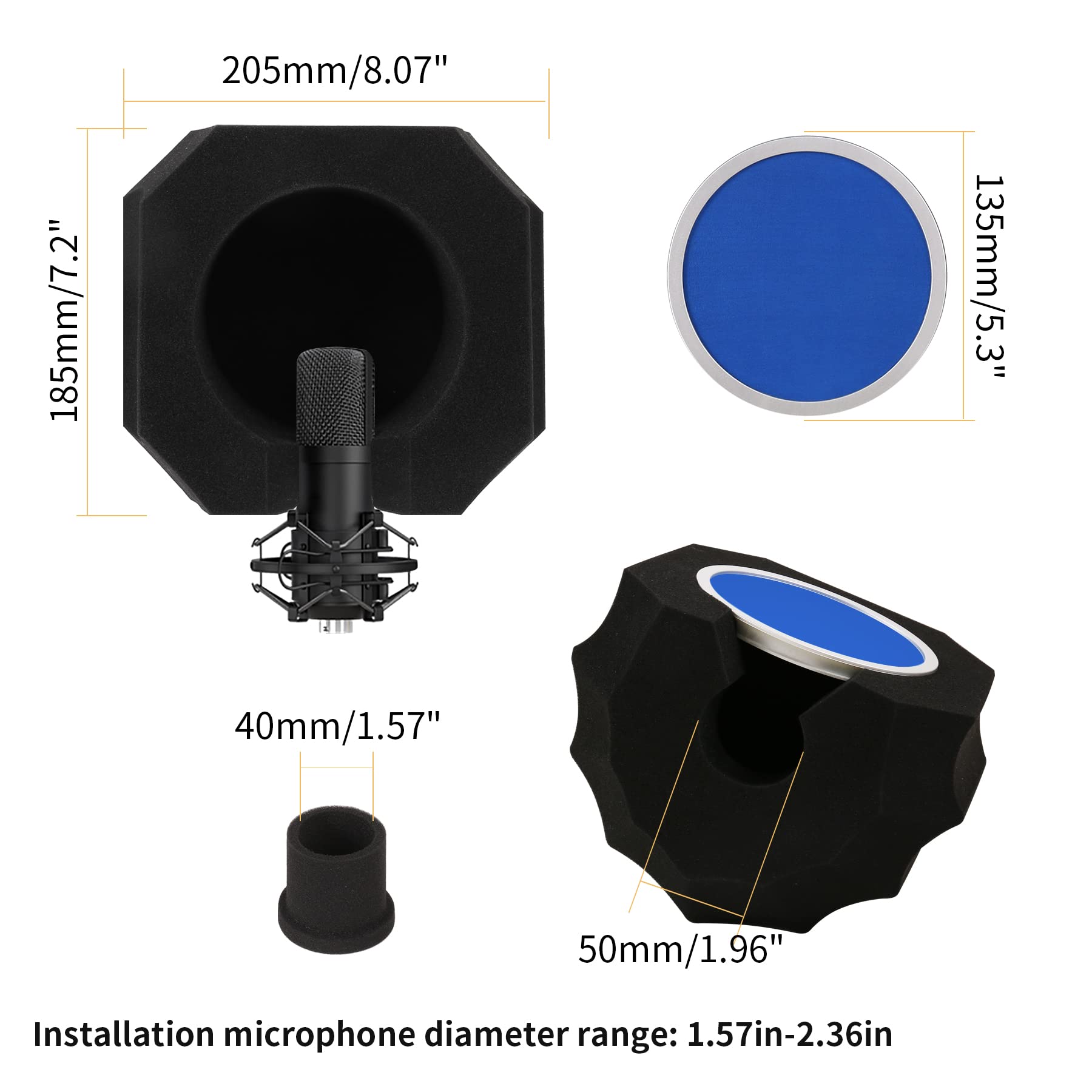 Mua Professional Microphone Isolation Shield, Reflection Filter for ...