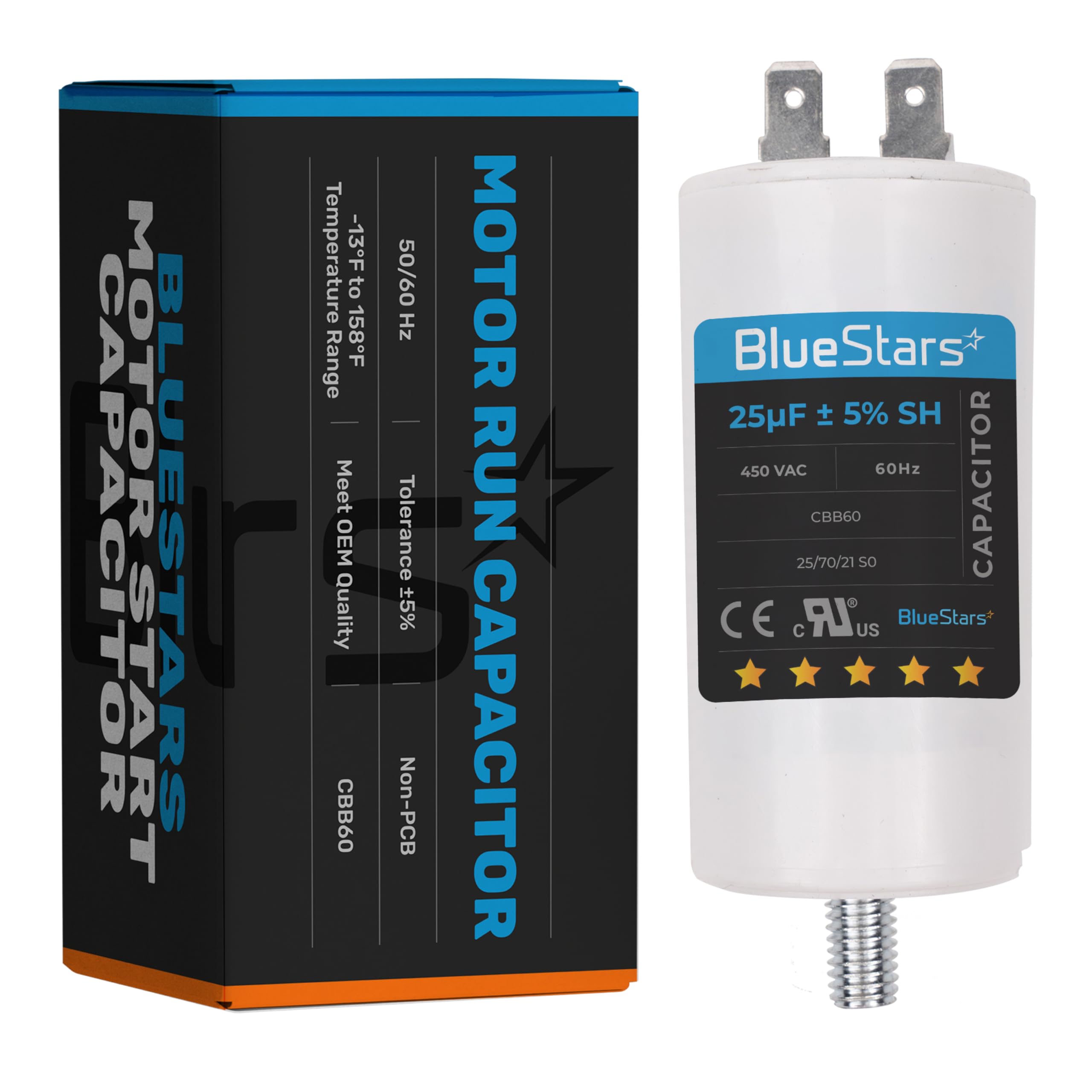 BlueStars 25 uf/MFD/Microfarad 450 VAC Volts CBB60 50Hz/60Hz Run ...