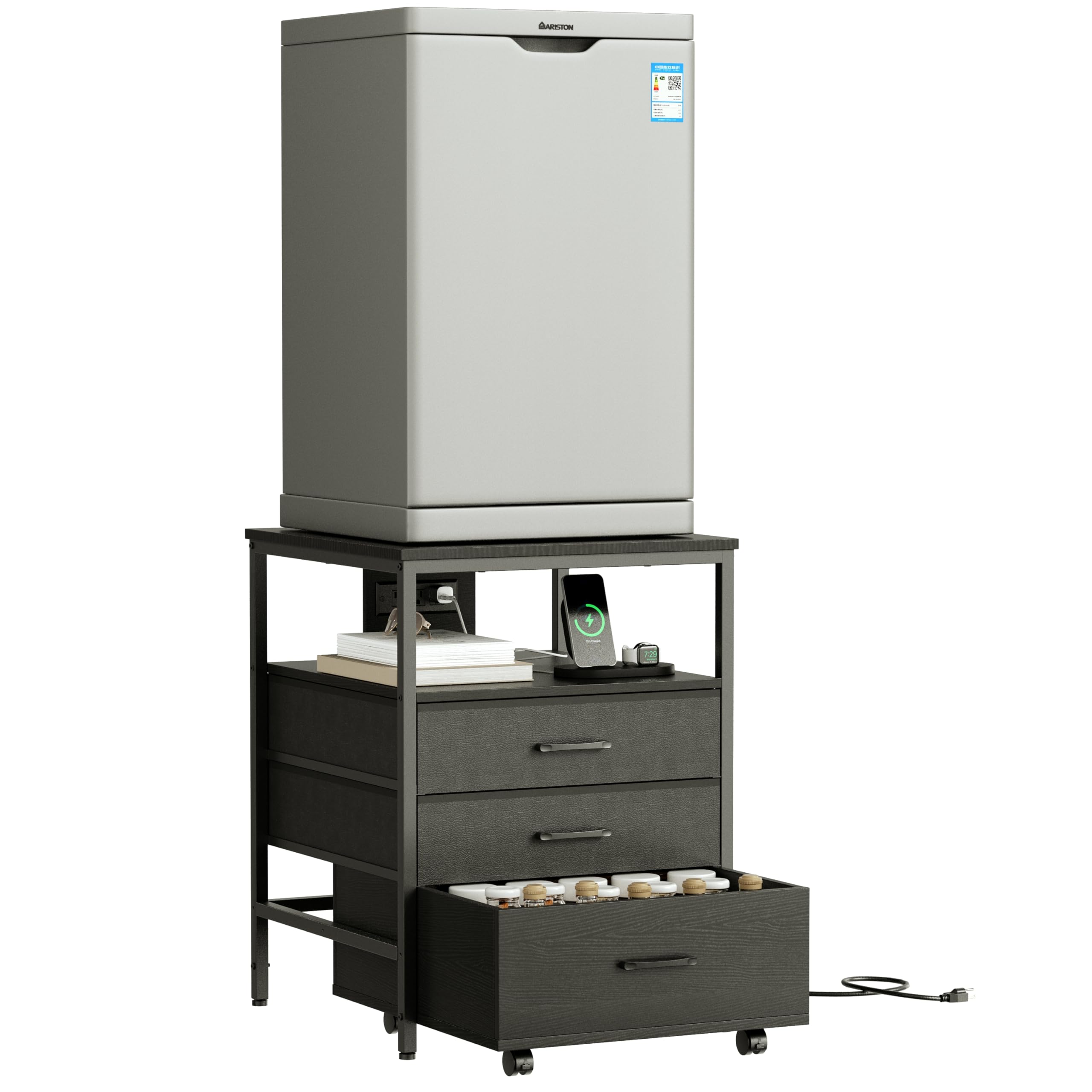 Herture Mini Fridge Stand with Storage, Ergonomic 4-Tier Organizer Mini ...