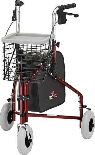 NOVA Traveler 3 Wheel Rollator Walker, All Terrain 8” Wheels, Includes ...
