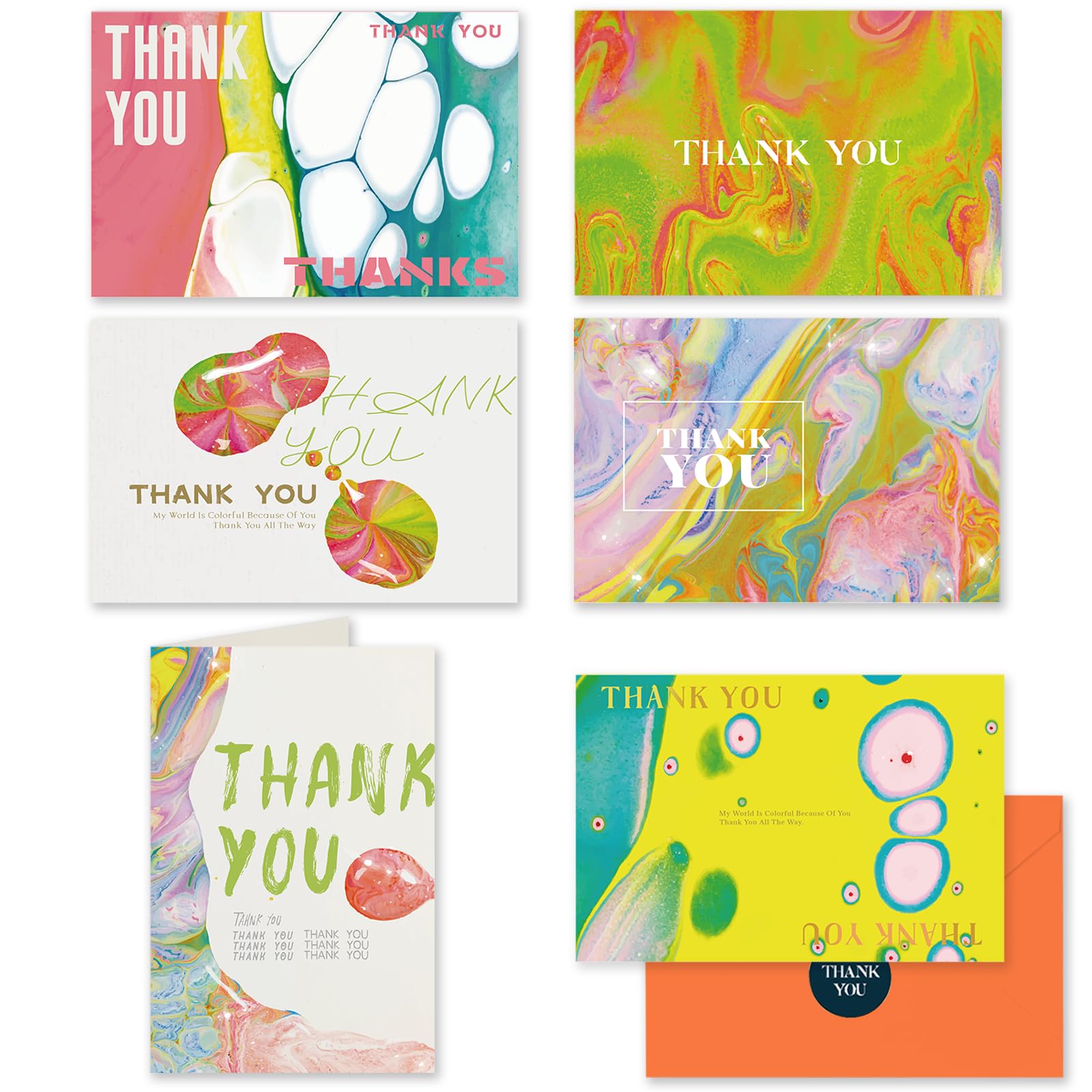 Gcardist Color Flow Thank You Cards Greeting Gift Cards for Handwritten ...