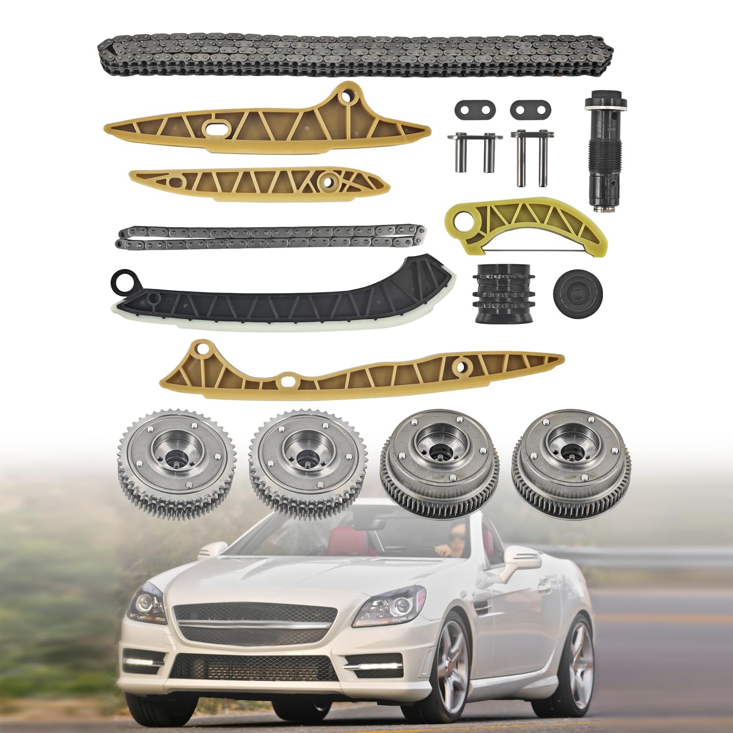 Blrack M272/M273 Timing Chain Kit w/VVT Sprockets – Direct Fit for 2005 ...