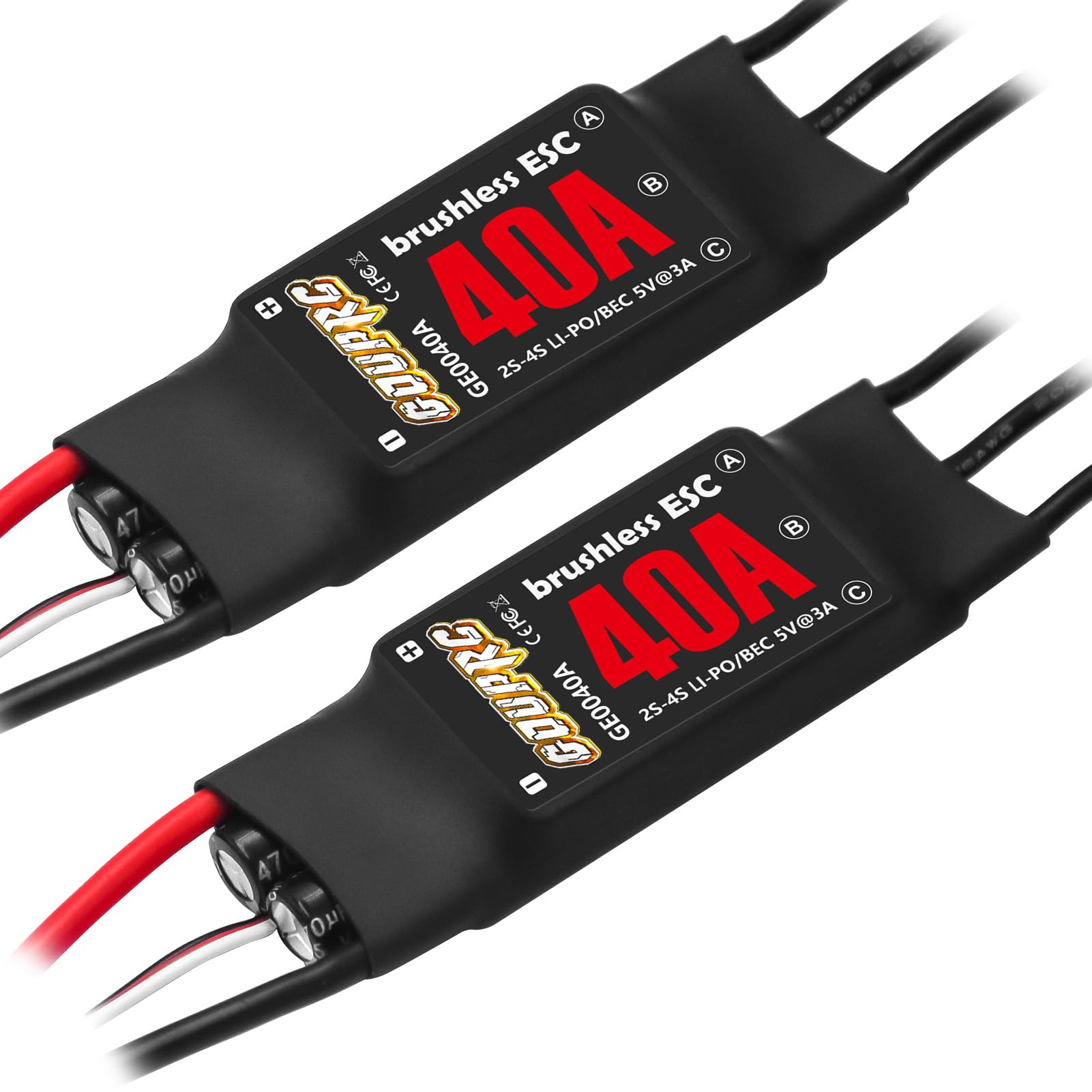 GOUPRC 40A Brushless ESC 2-3S Speed Controller with 5V/3A BEC & XT60 Plugs for Drone Helicopter ...