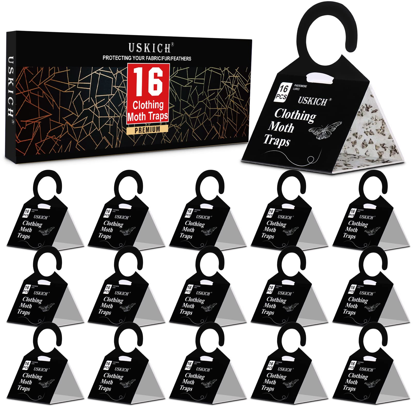 USKICH Clothes Moth Traps with Strength Pheromones |Sticky Glue Trap ...