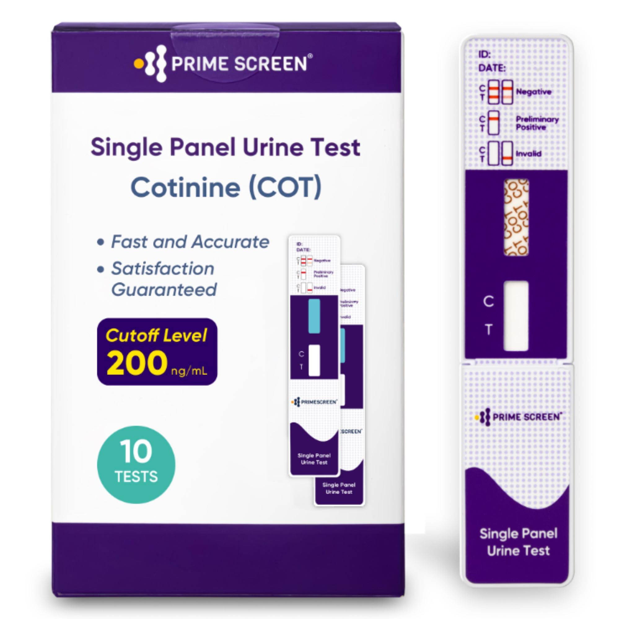 Prime Screen [10 Pack] Nicotine Tobacco Cotinine Urine Test Kit - Urine ...