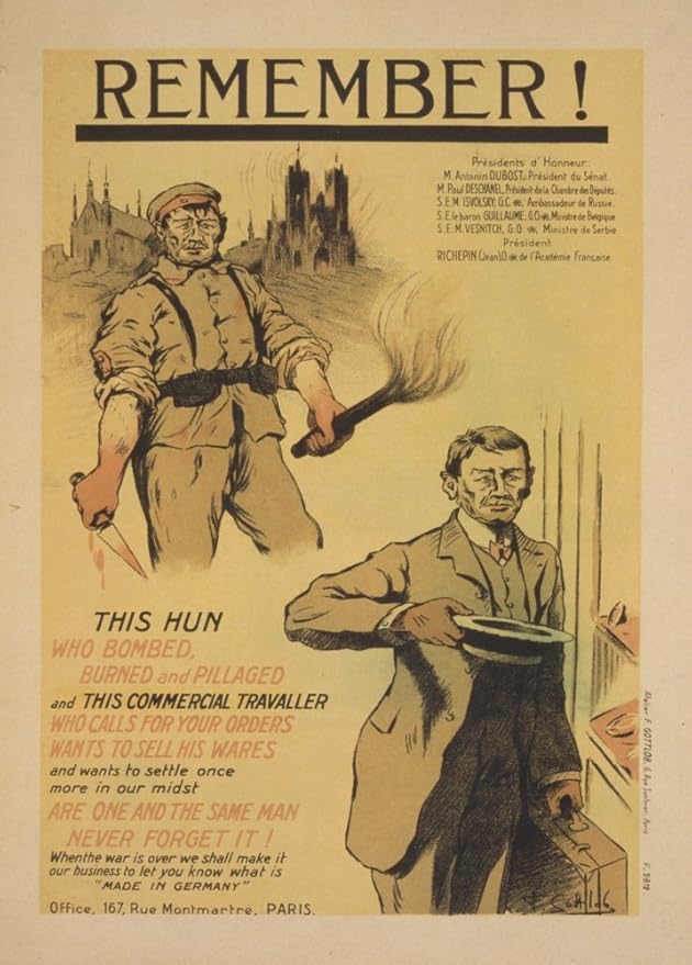 Vintage French WW1 1914-18 Propaganda REMEMBER! THIS HUN WHO BOMBED ...