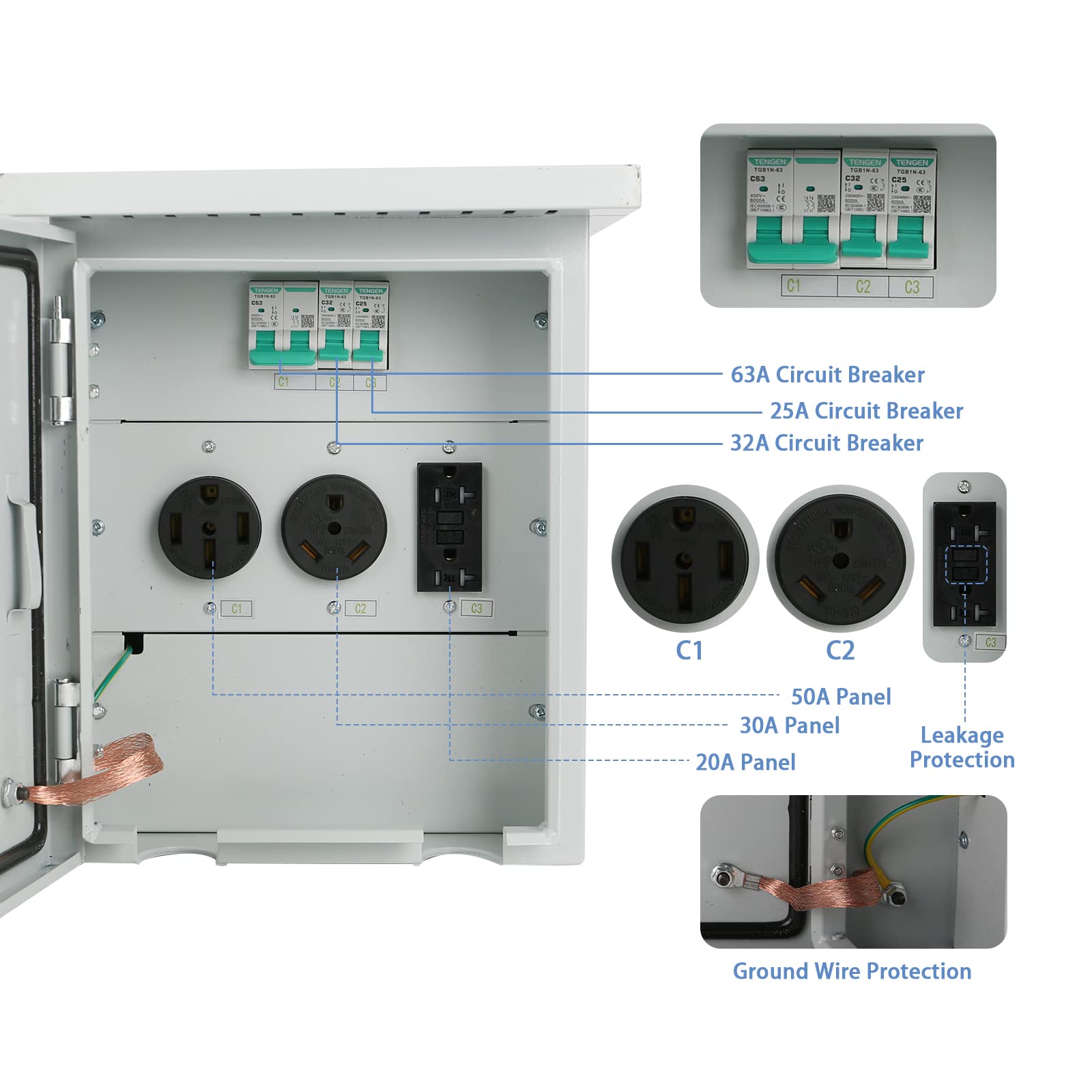 Mua HDWS RV Temporary Power Outlet Panel Box, Pedeatal Electrical ...