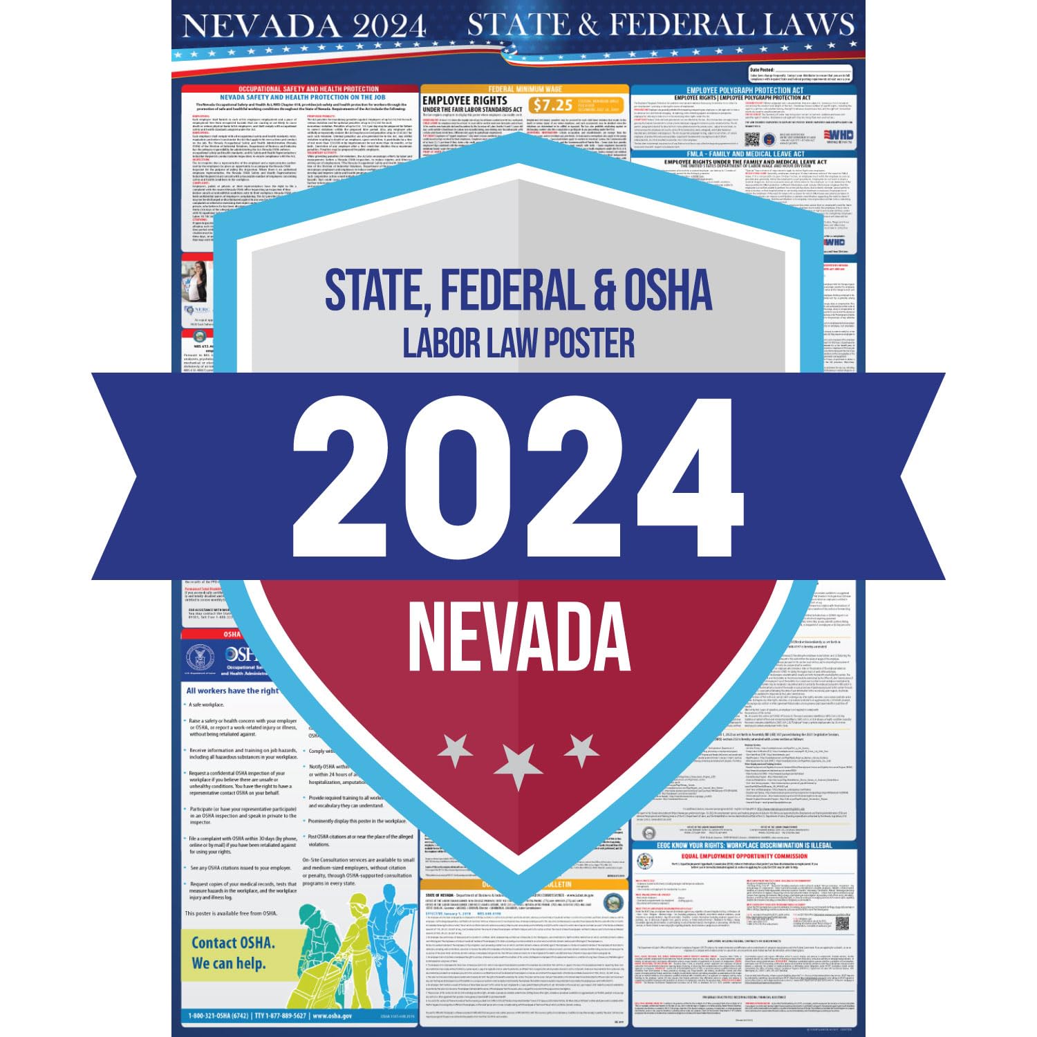 Mua 2024 Nevada State and Federal Labor Laws Poster - OSHA Workplace ...
