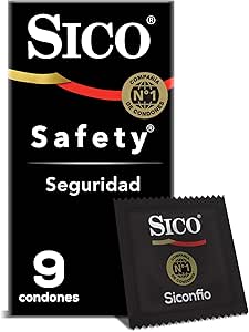 Condones de Látex Lubricados, Sico Safety, Color Natural, Cartera con 9 ...