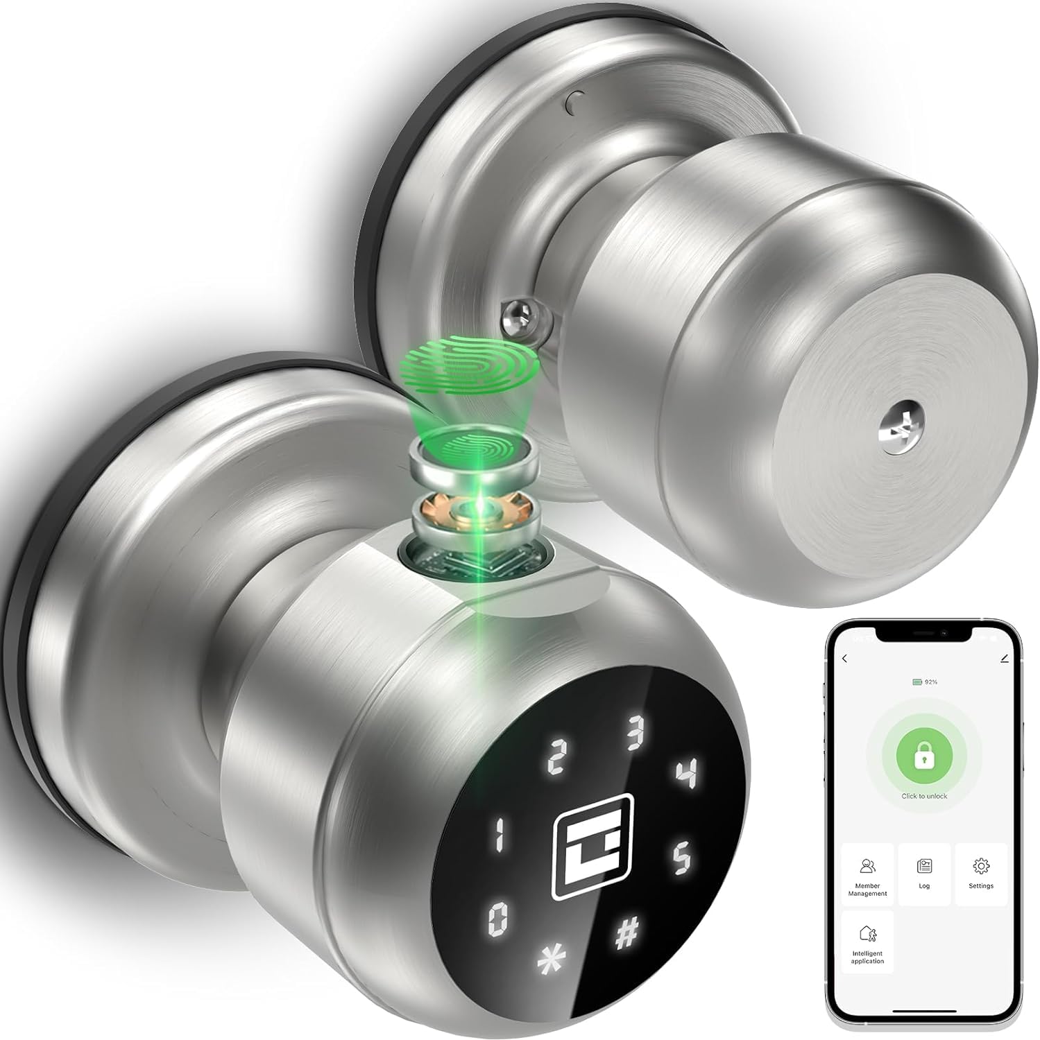 Mua GeekTale Smart Door Knob with Keypad, Smart Door Lock Fingerprint ...