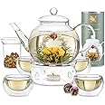 Amazon.com | Teabloom Complete Tea Set – Glass Teapot (40 OZ), Loose Tea Glass Infuser, 4 ...