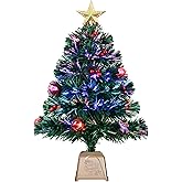 Amazon.com: 3ft Green Fiber Optic Christmas Tree,Prelit Artificial Tabletop Mini Christmas Tree ...
