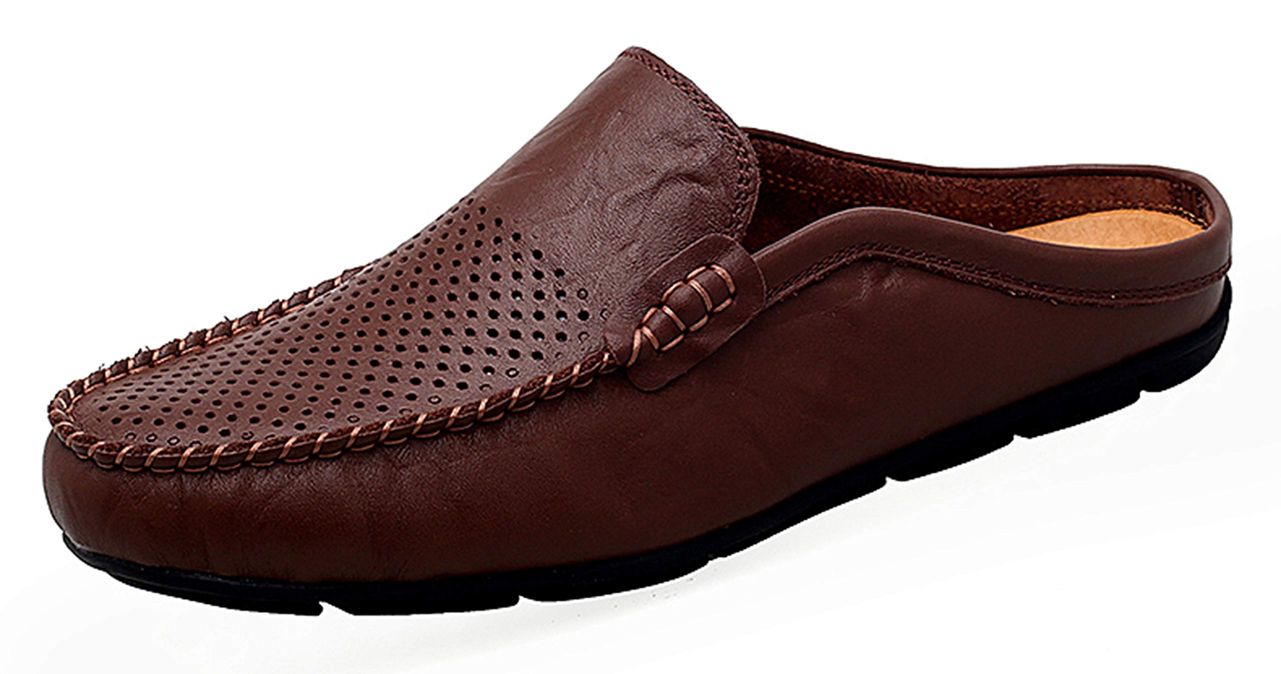 Go Tour Mens Mules Clog Slippers Breathable Leather Slip on Shoes ...