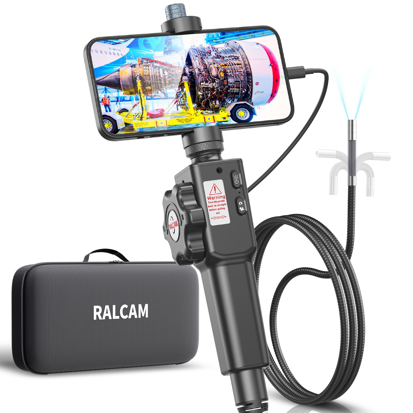 Two-Way Articulating Borescope for Smartphone&iPhone, Ralcam 8.5mm/0 ...