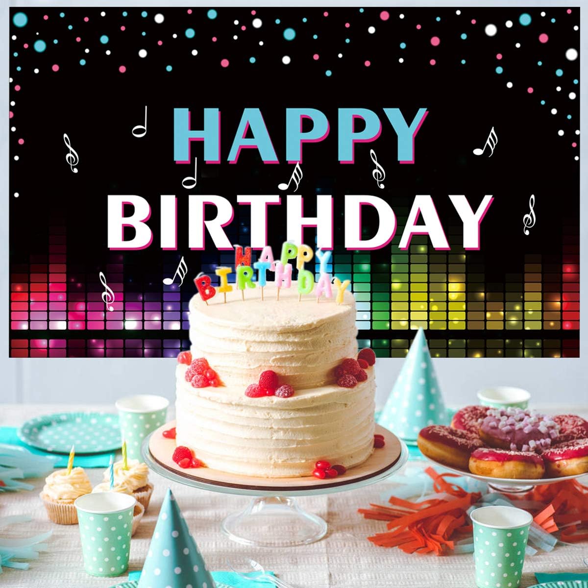 Mengxin Music Birthday Banner Happy Birthday Backdrop TIK for Tok ...