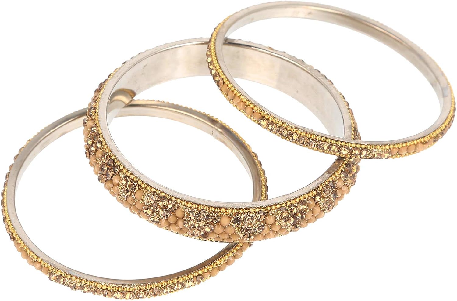 Buy The Velvet Store Heera Moti Bangle Set (Bage, 2.10) at Amazon.in