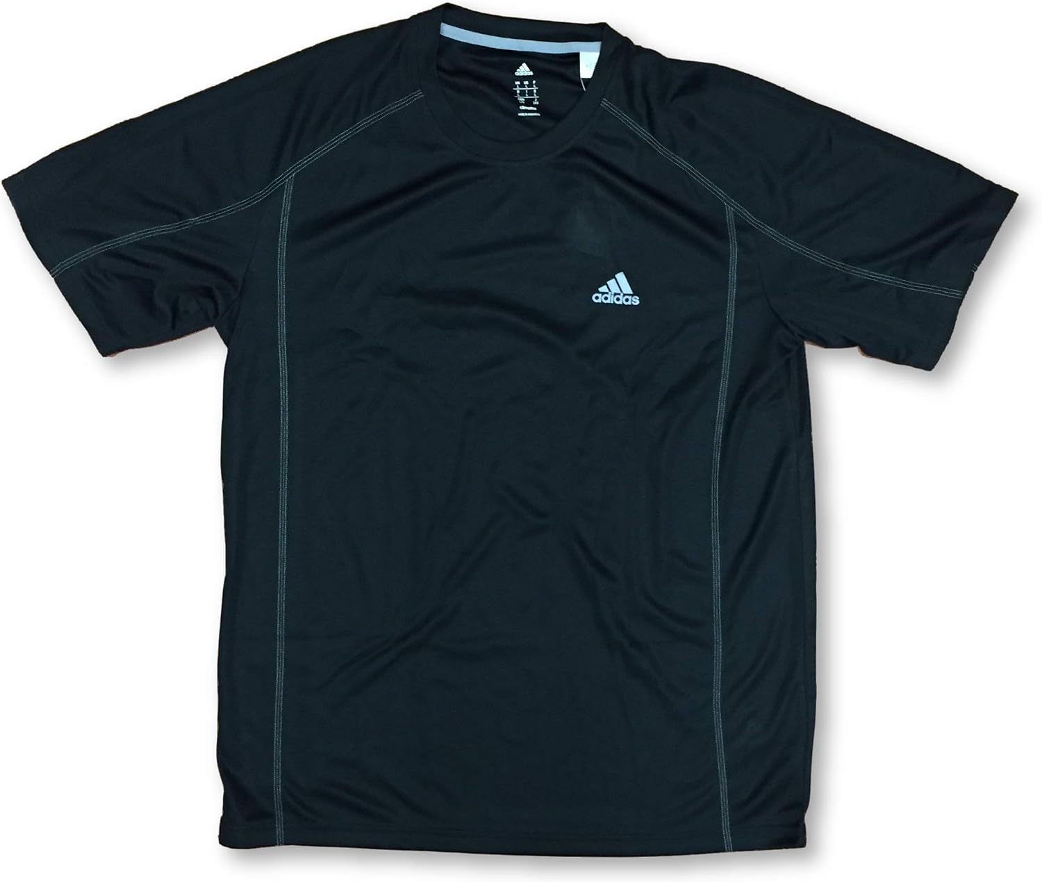 adidas Mens Short Sleeve Poly Climalite T-Shirt Black/Grey (Large ...