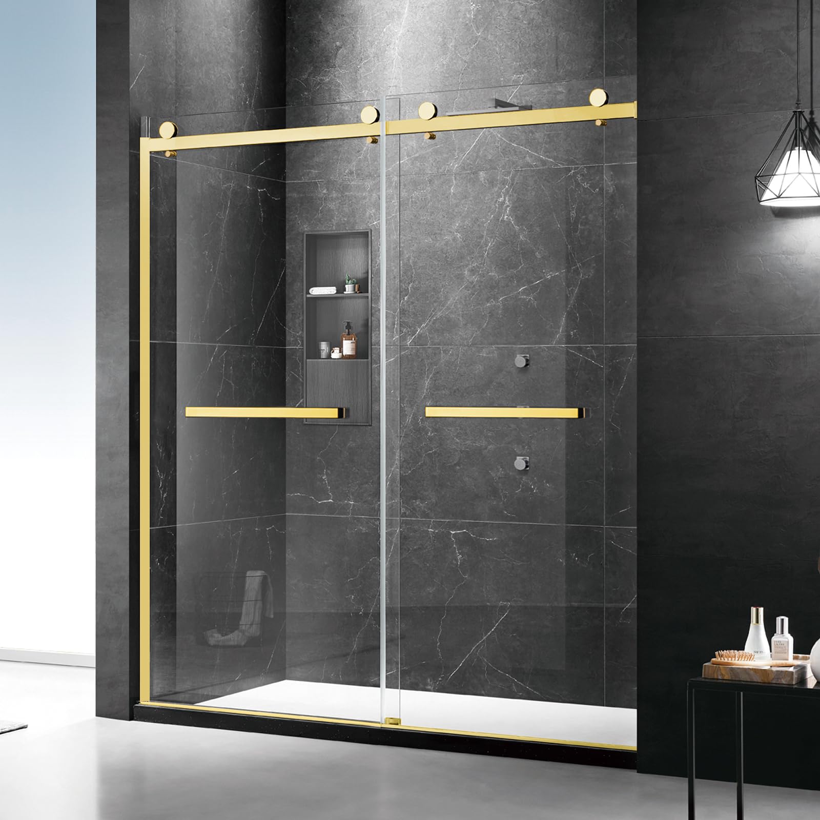 MoSweet Milano Double Sliding Shower Door, 48 in.W x 74 in.H Framed ...