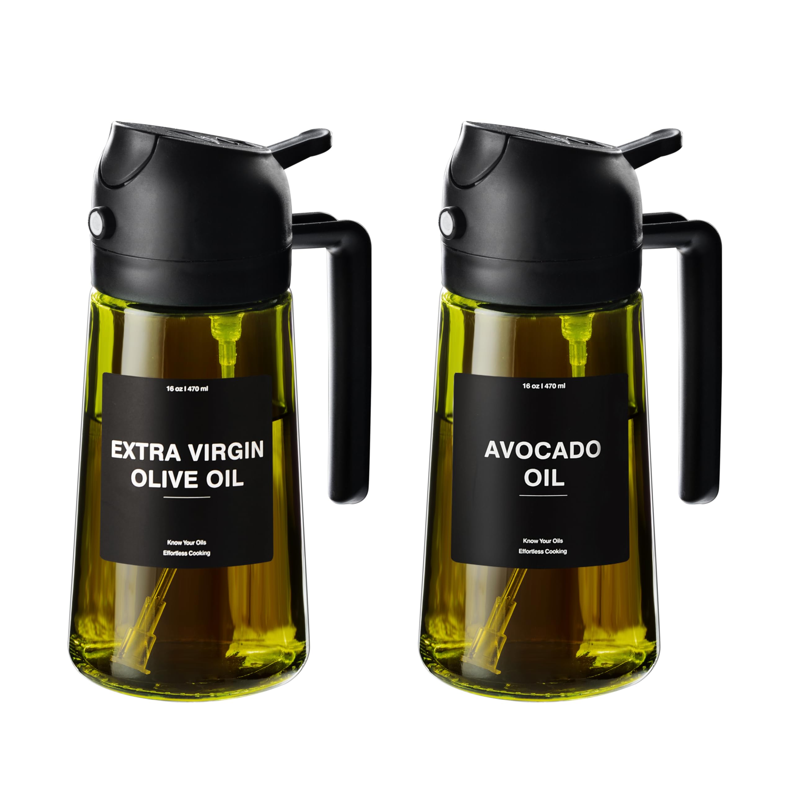 CXINYI - 16oz/470ml Olive Oil Dispenser for Kitchen with Stickers - 2 in 1 Olive Oil Sprayer for ...