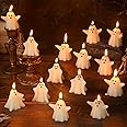 Amazon.com: MTLEE 24 Pcs Halloween Ghost Candles White Tea Lights ...