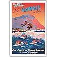 Amazon.com: Fly to Hawaii by Clipper - Surfer, Diamond Head Crater - Pan American World Airways ...