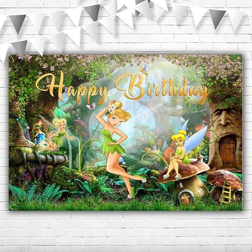 Tinkerbell Backdrop for Baby Shower 5x3ft Tinkerbell Happy Birthday ...