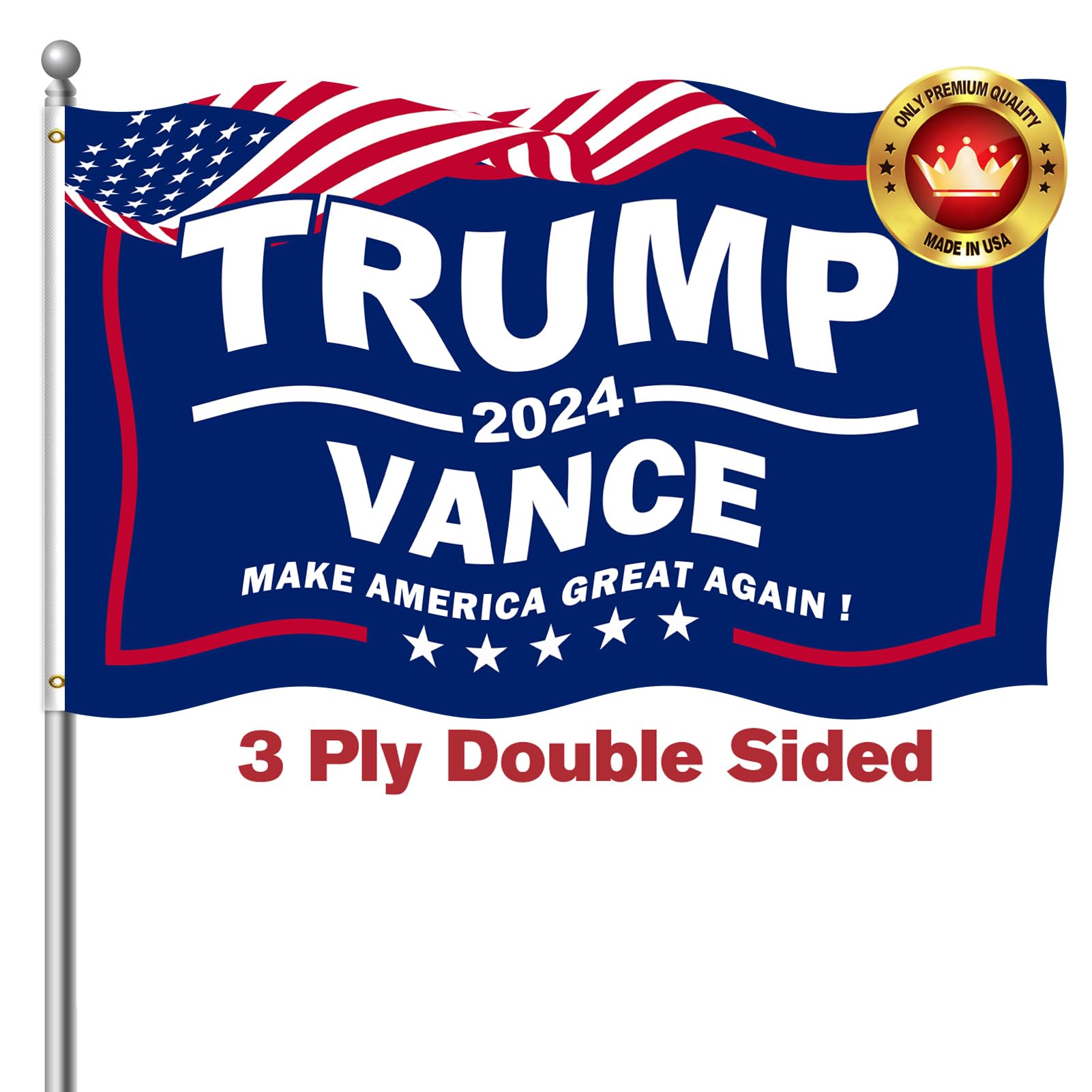 Trump Vance 2024 Flags 3x5 Outdoor made in usa Double Sided 3 Ply Heavy Duty Trump 2024 Flags ...