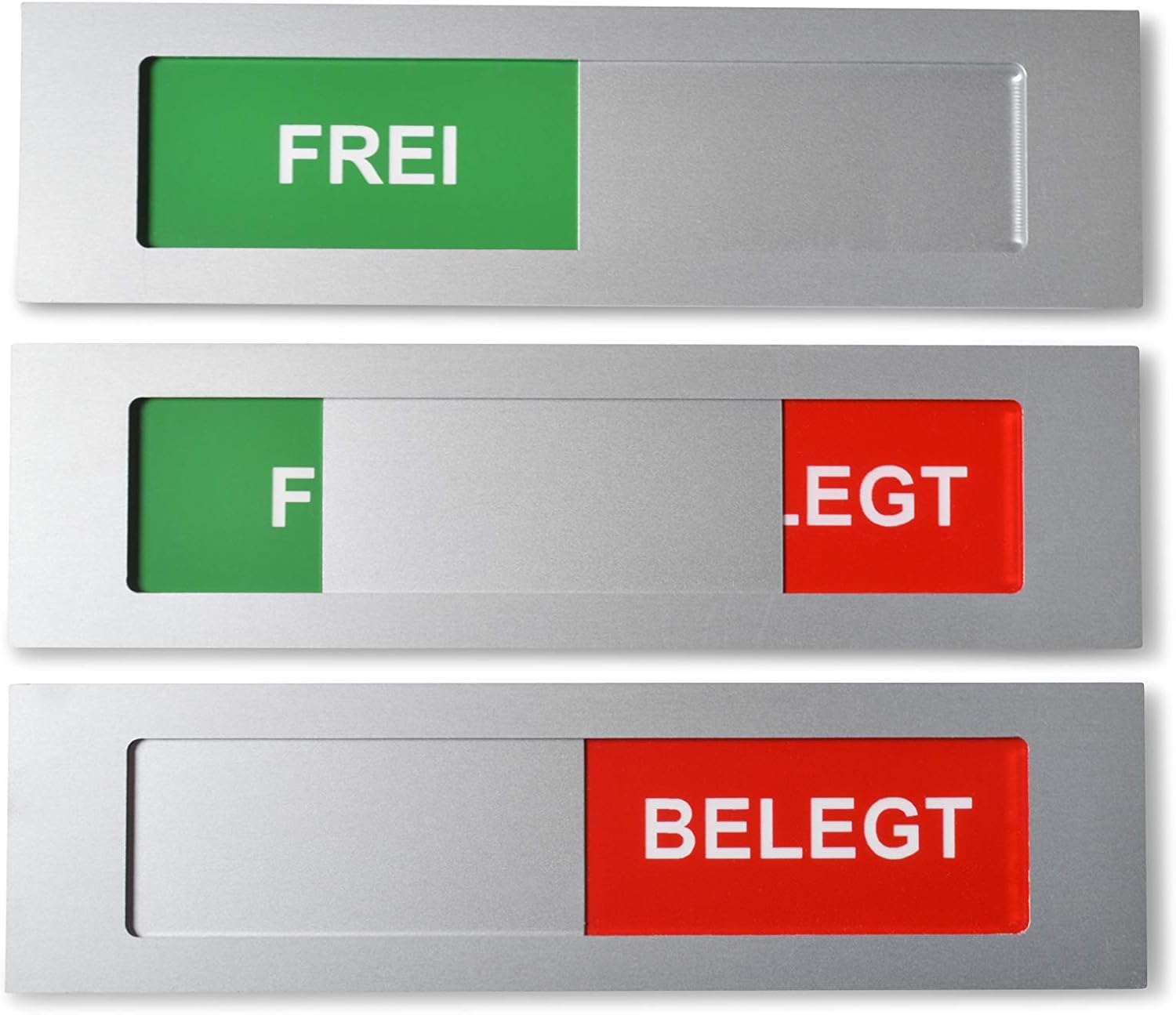 Frei - Belegt Schild aus Aluminium - Modell L (13 x 3,5 cm) - Mit ...