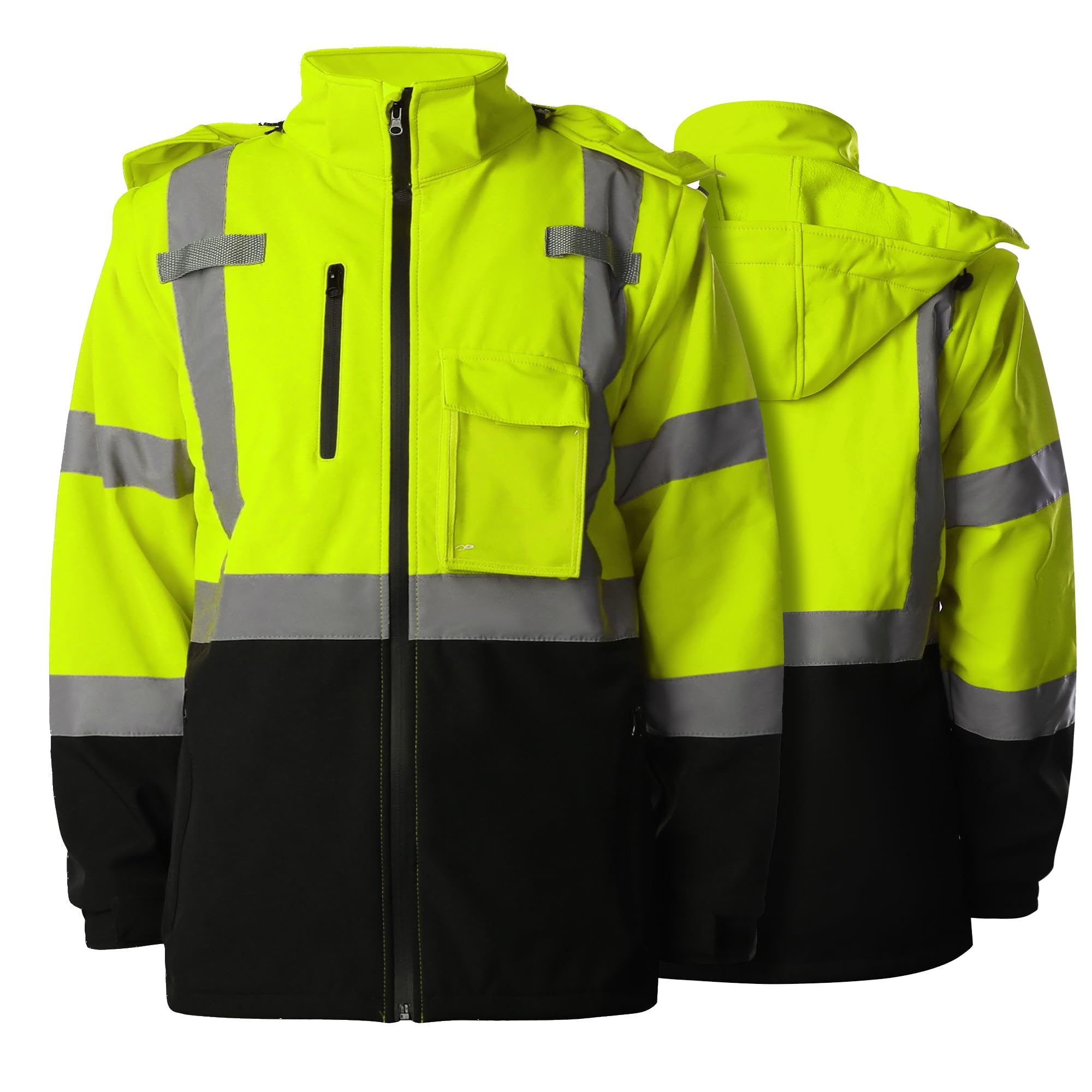 SHORFUNE High Visibility Softshell Waterproof Safety Jacket for Men ...