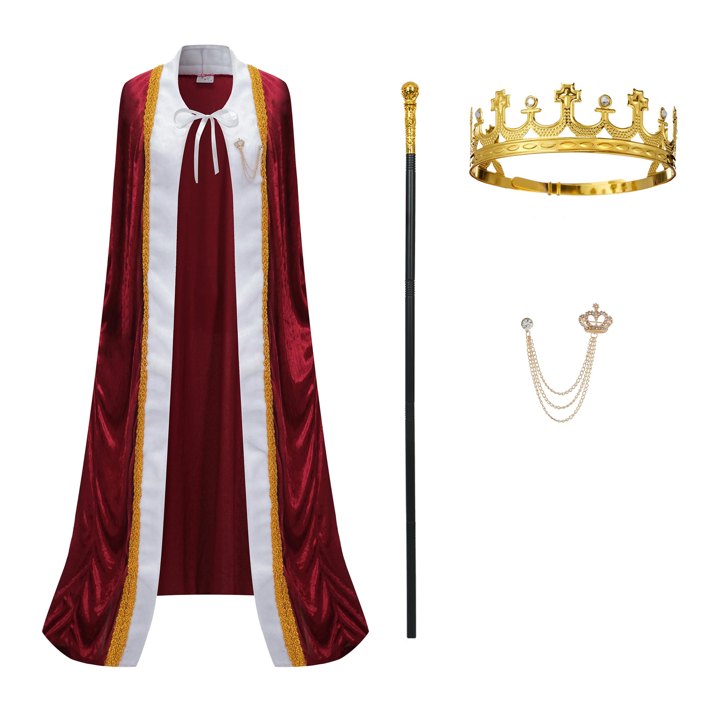 Regenboog King Costume for Men and Women with Metal Crown,Adult ...