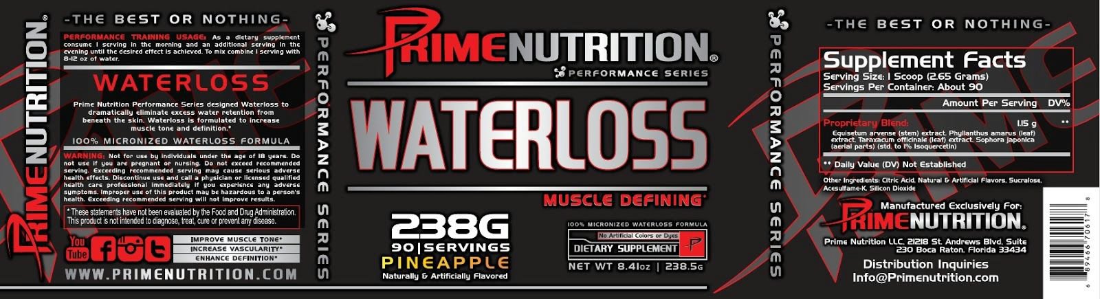 Water Loss | Prime Nutrition | Muscle Defining | 90 Servings | 238 ...