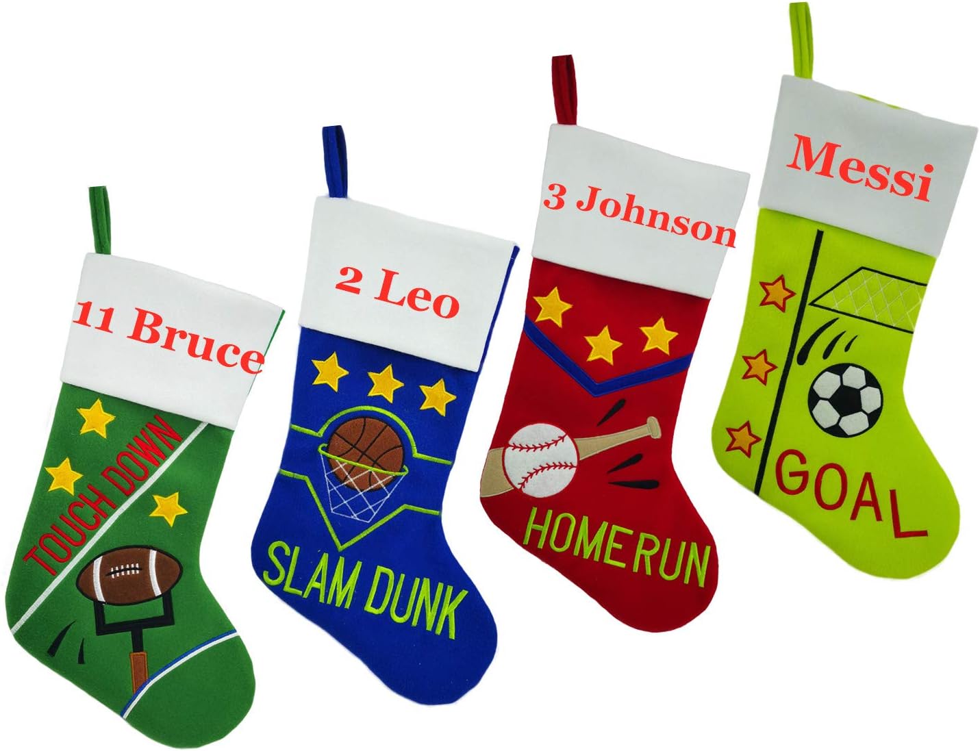 Amazon.com: DearSun Set of 4, 20" Personalized Sport Christmas Stocking ...