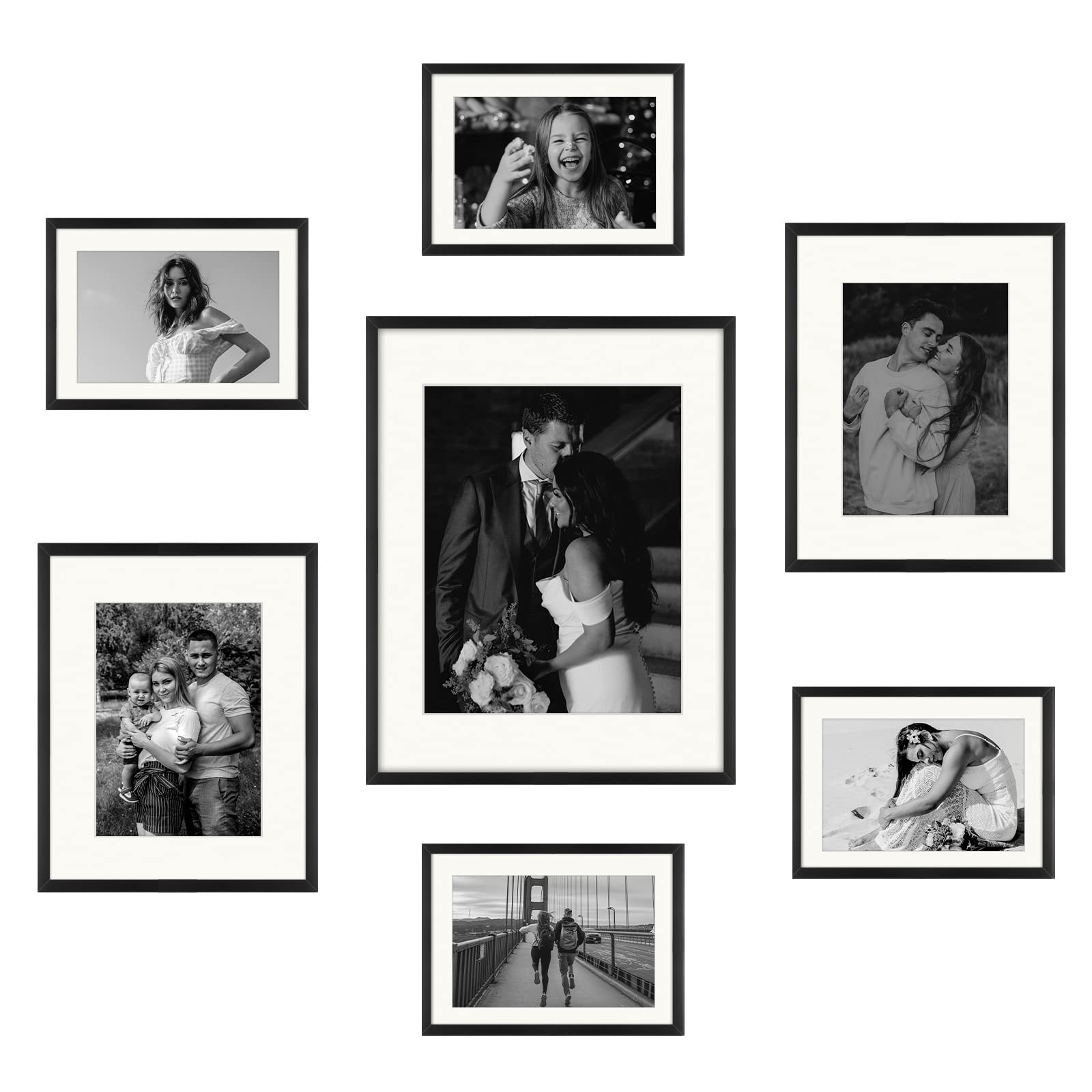 Mua Frametory, Aluminum Gallery Wall Frame Set with Ivory Color Mat - 7 ...