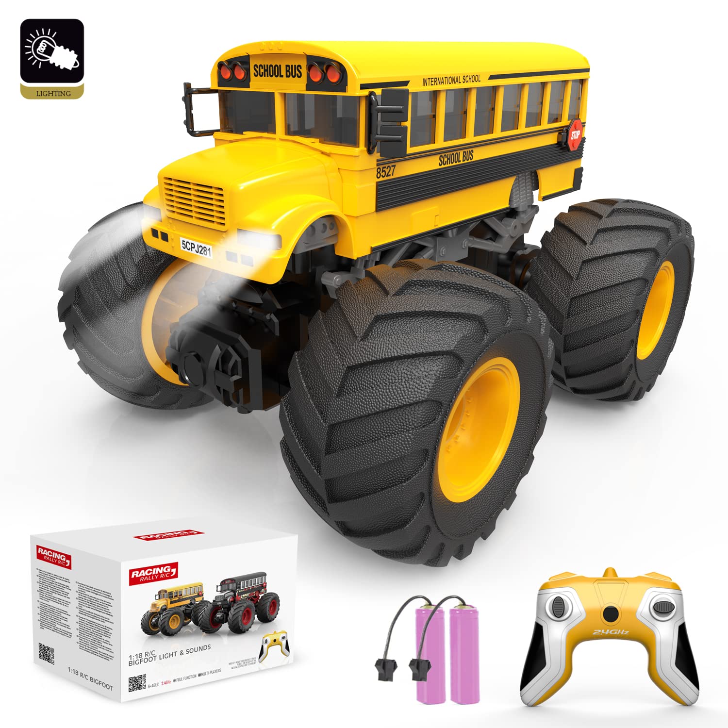 Mua ENFAO School Bus Monster Truck, 1:18 Scale Remote Control Car 2 ...