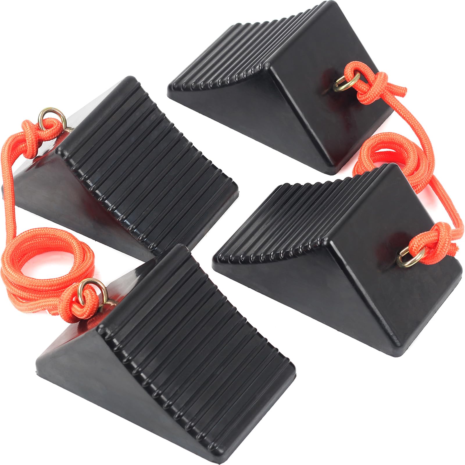 OULEME Heavy Duty Rubber Wheel Chocks with Eyebolt, Solid Wheel ...