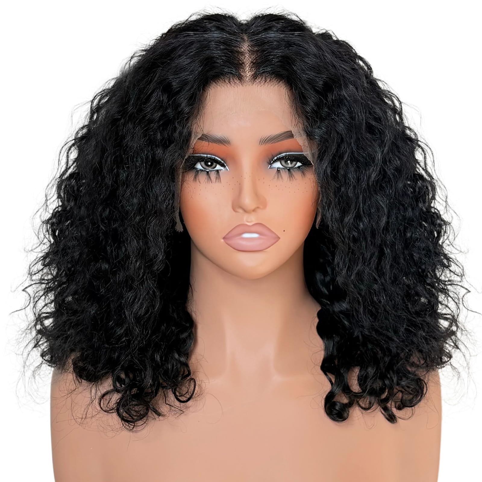 ijoy Burmese Curly Human Hair Wig 13x4 Lace Front Wigs 180 Density Pre ...