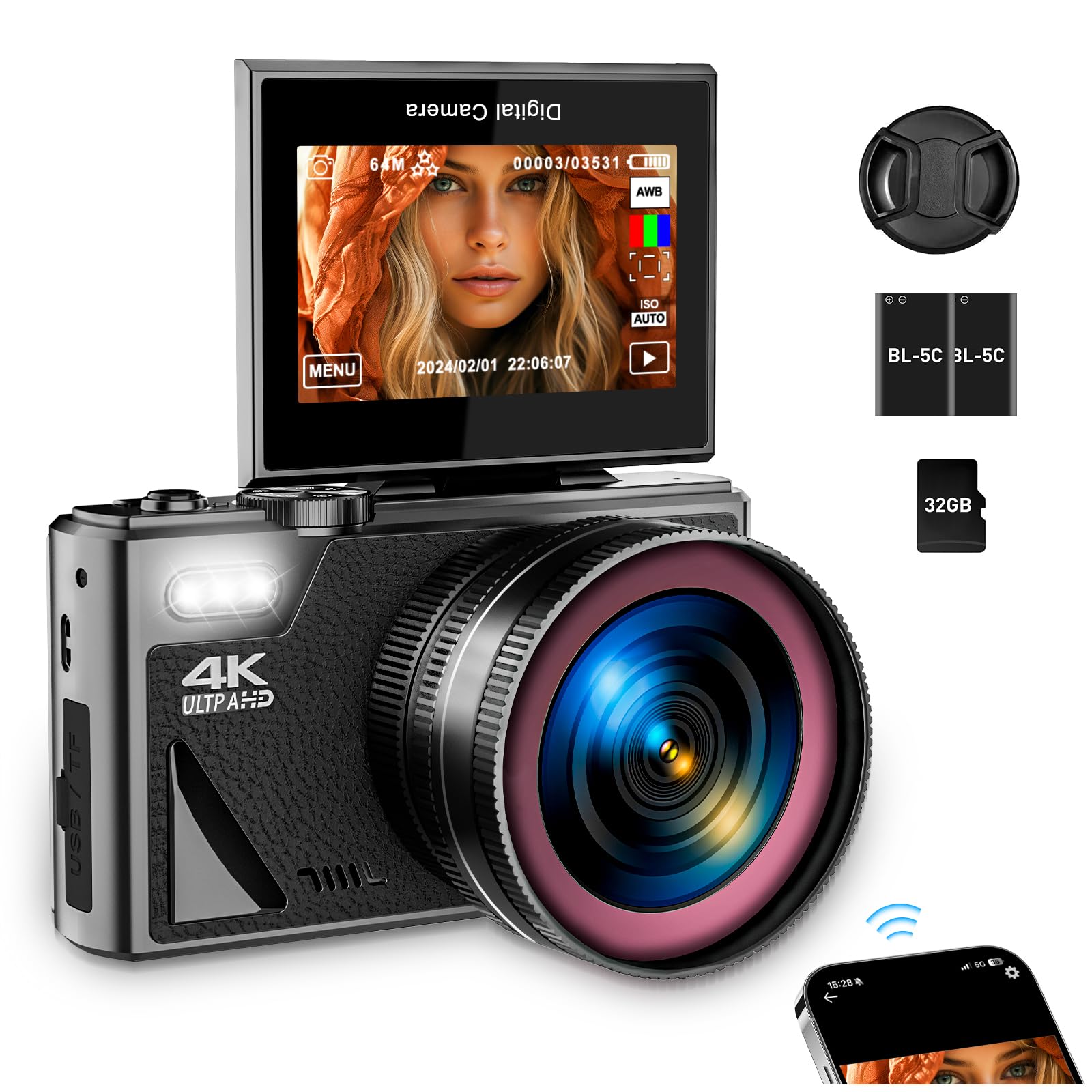 Mua 4K Digital Camera for Photography, WiFi UHD Autofocus 64MP Vlogging ...