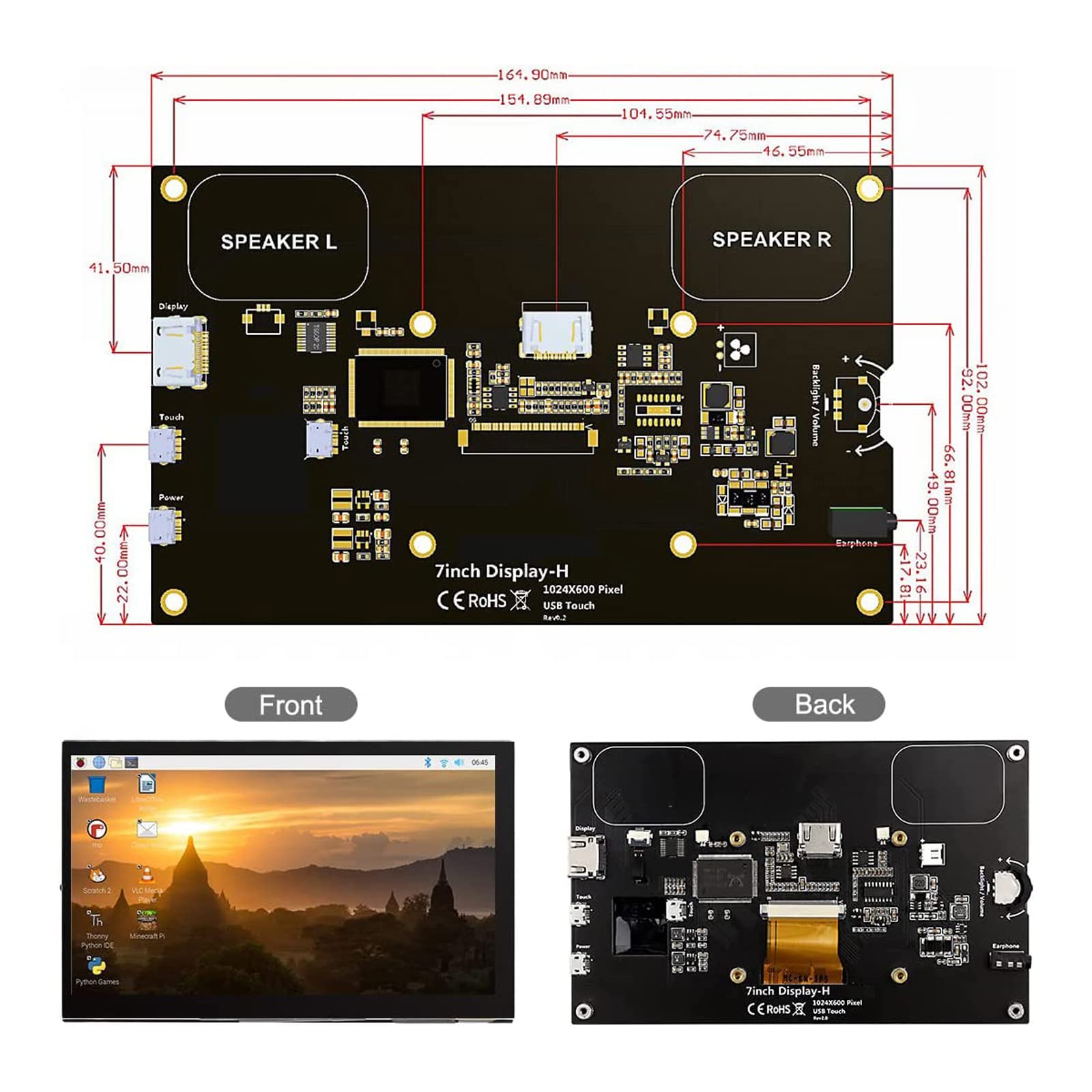 Mua 7 Inch Monitor 1024x600 Portable Touchscreen Monitor for Laptop ...