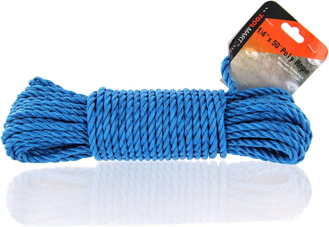 ToolMart 50 Foot X 1 4 Inch Poly Rope Blue Amazon ToolMart 50 Foot X 1 4 Inch Poly Rope Blue Amazon