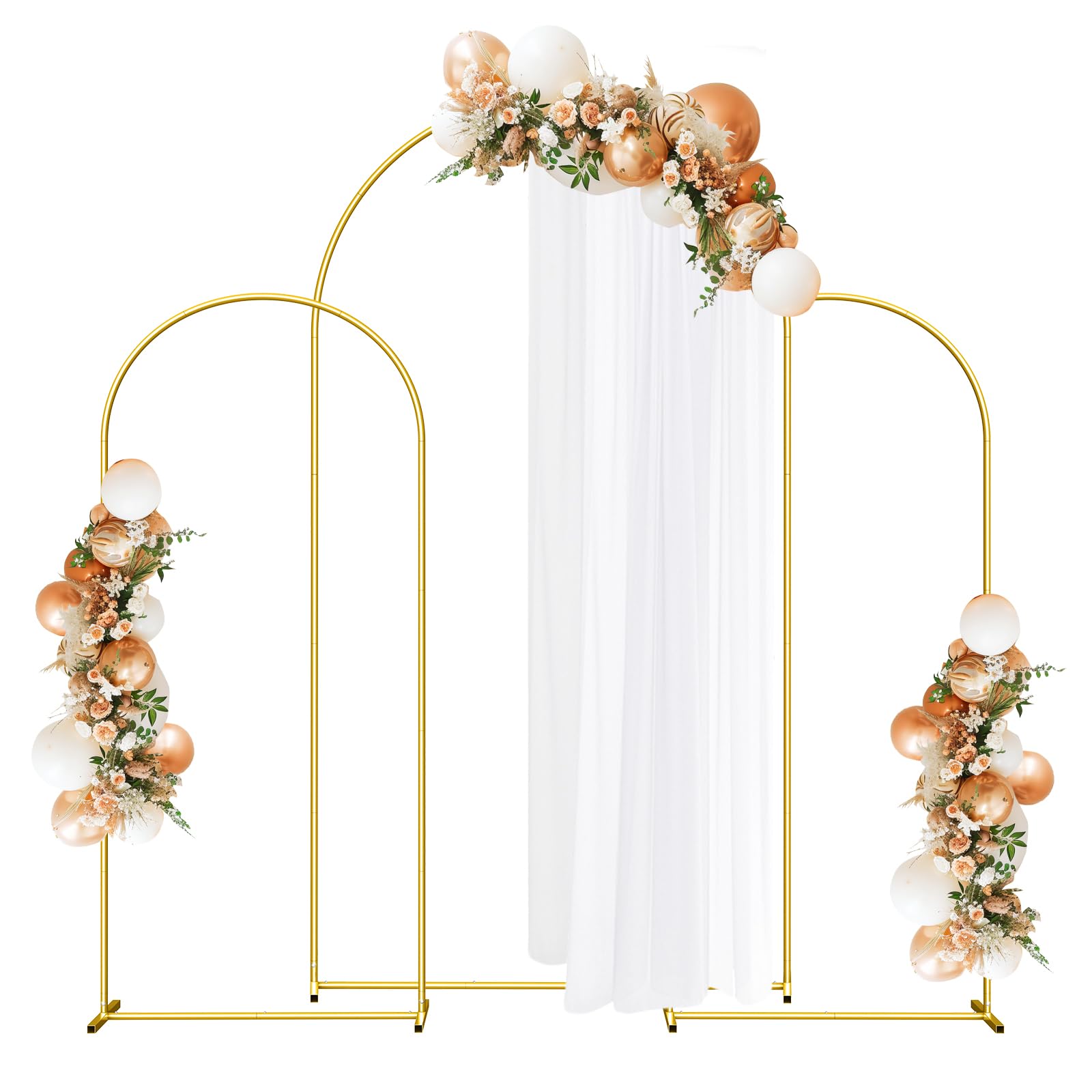Arch Backdrop Stand Set of 3 (7.3FT, 6FT, 6FT) Gold Wedding Balloon ...