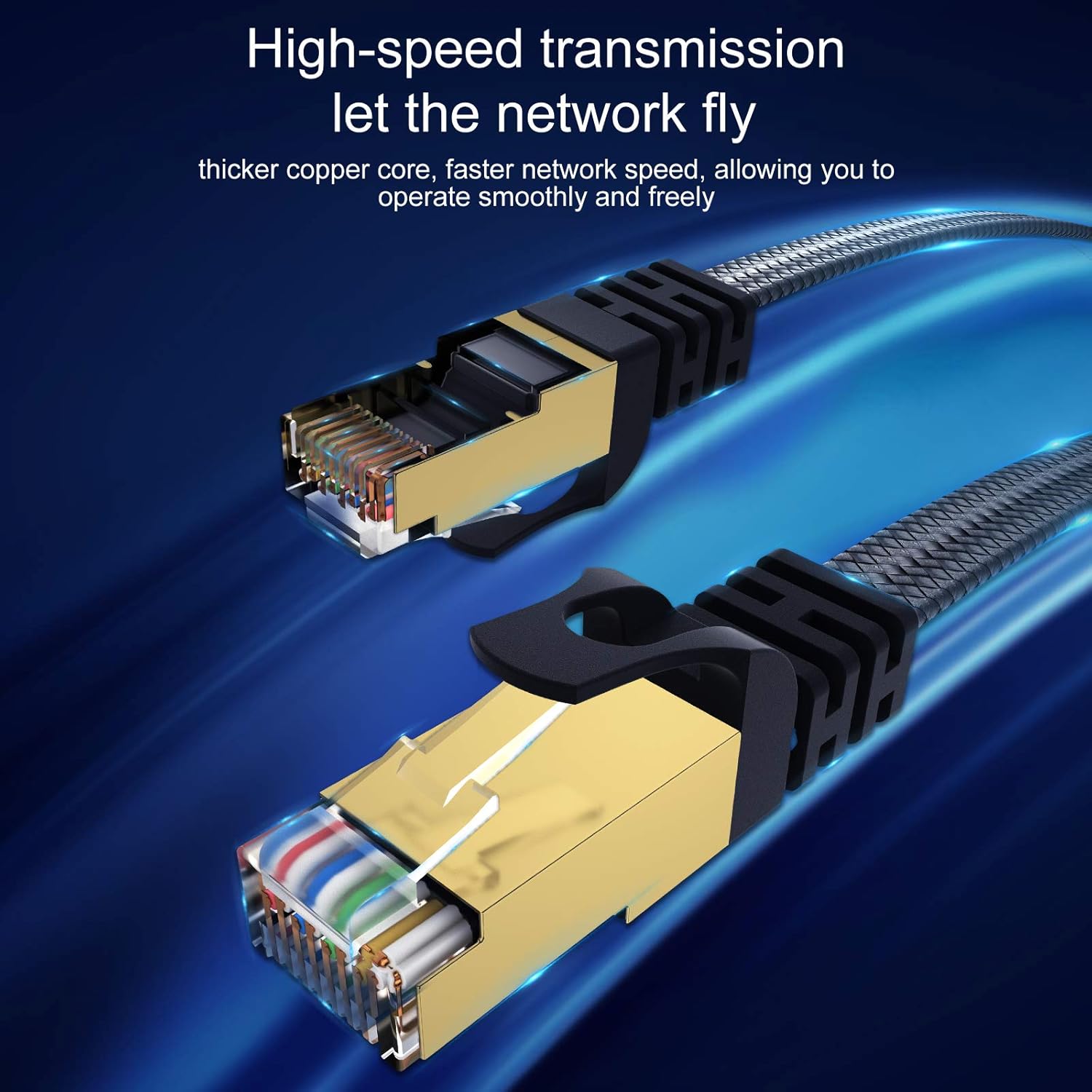 Cat8 Ethernet Cable 2m/6ft, Yurnero flat 40Gbps 2000Mhz gigabit High ...