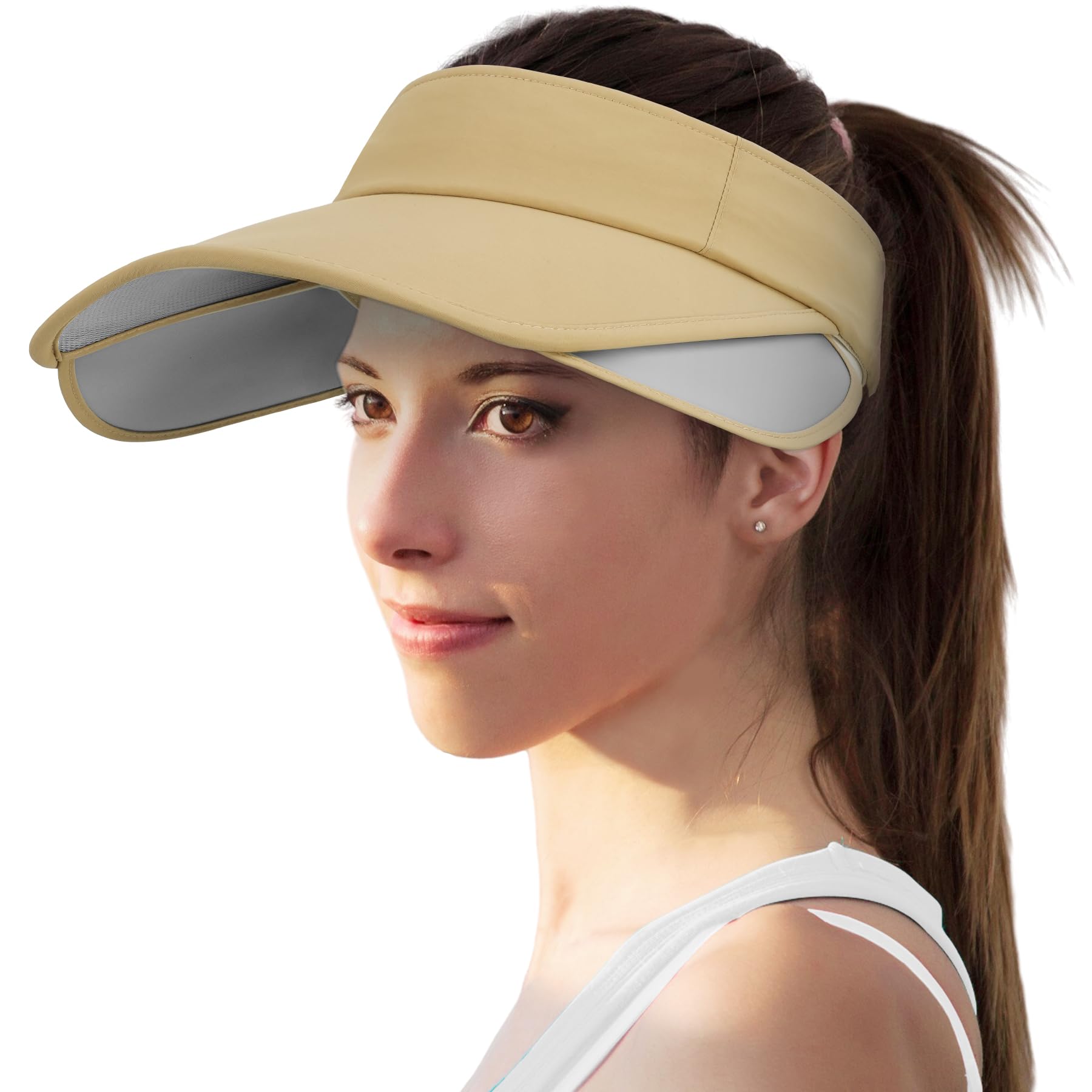 Sukeen Wide Brim Sun Visor for Women&Men, Retractable Visors Hat with ...
