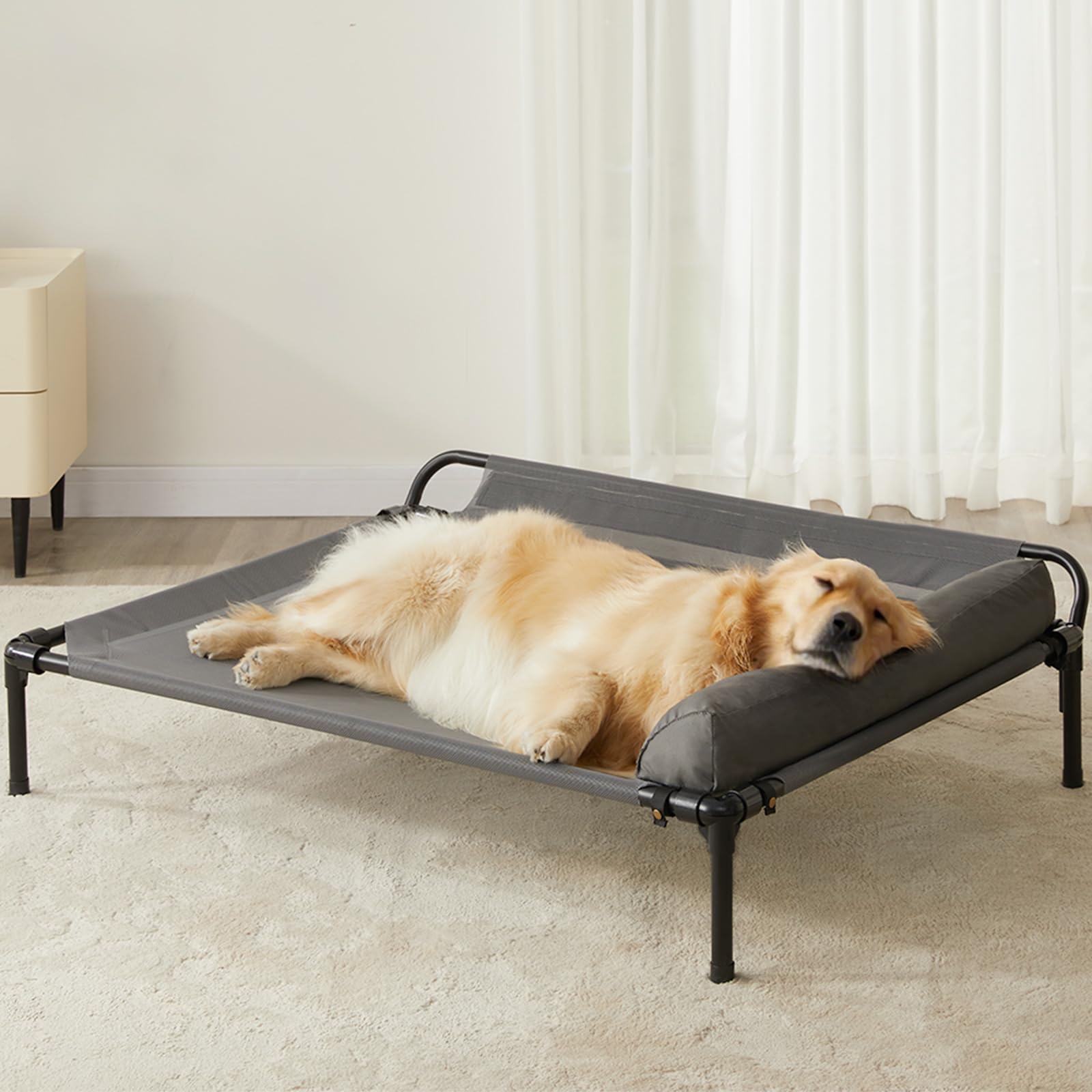 Cooling Elevated Dog Beds, Outdoor Raised Dog Bed for Large Pet ...