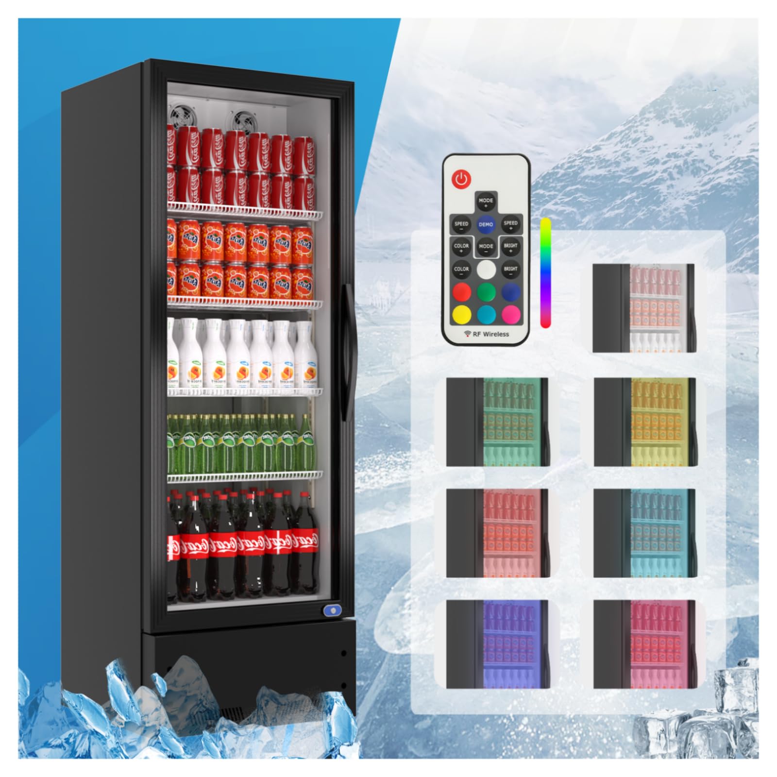 HIPOPLLER 8 Cu.Ft Commercial Display Refrigerator Glass Door Upright ...