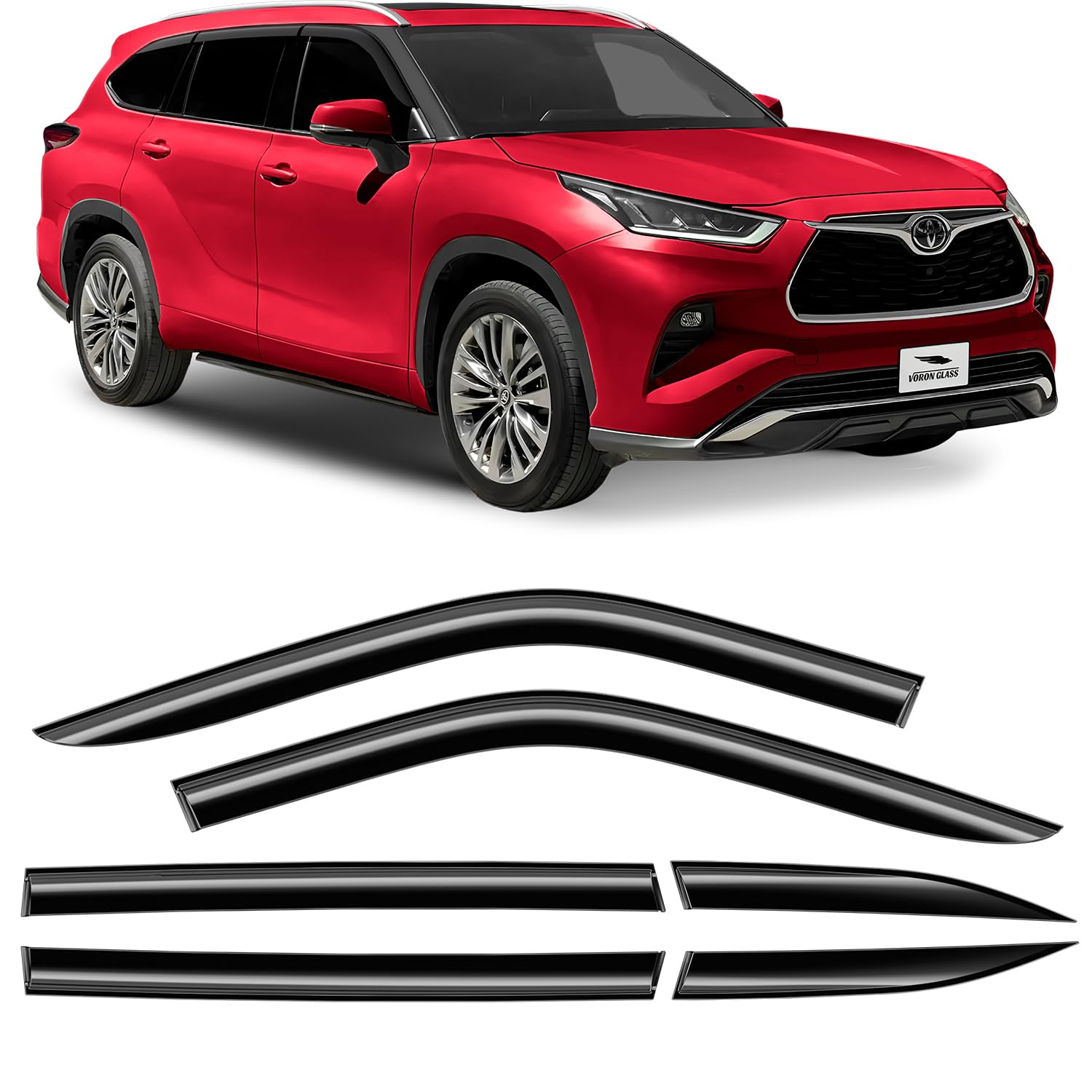 Voron Glass Tape-on Extra Durable Rain Guards for Toyota Highlander ...