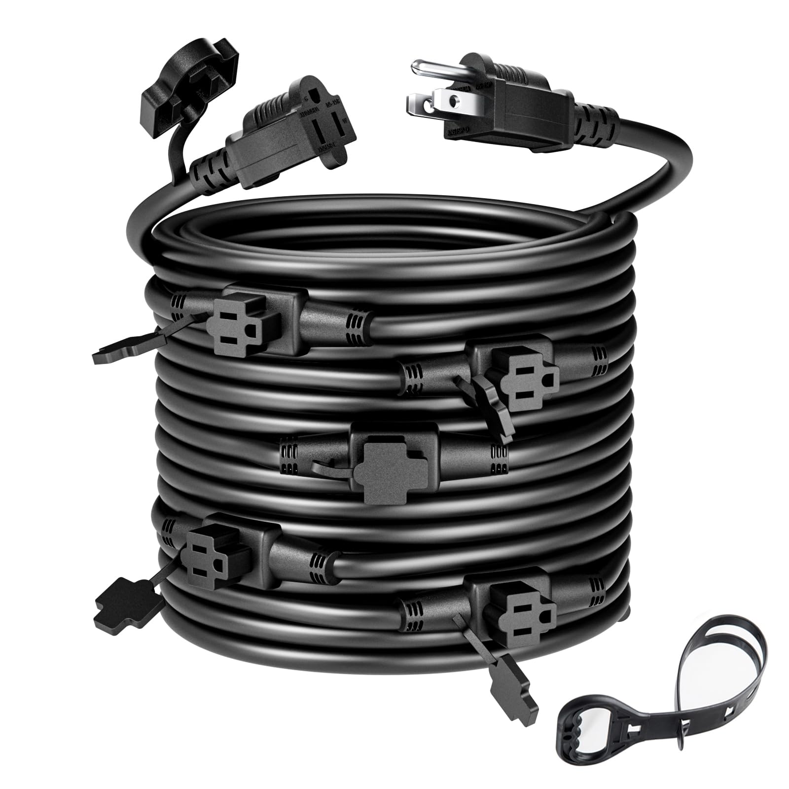 Yodotek Black 25FT 16 Gauge Multi Indoor/Outdoor Power Extension Cord ...