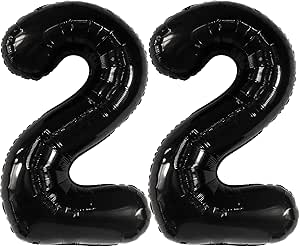 Amazon.com: Giant, Black Number 22 Balloon Foil - 40 Inch | Black 22 ...