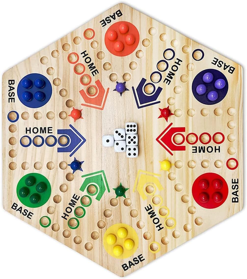 Marbles Board Game Wooden Fast Track Board Game Double-Sided Wahoo ...