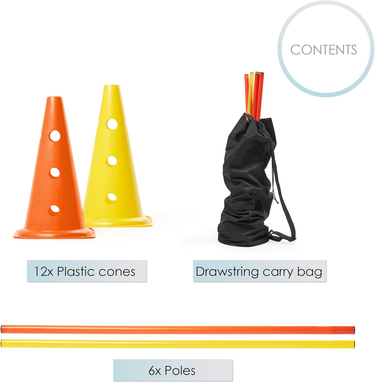 Set of 18 Agility Speed Training Cones Poles Sports Equipment Fitness ...